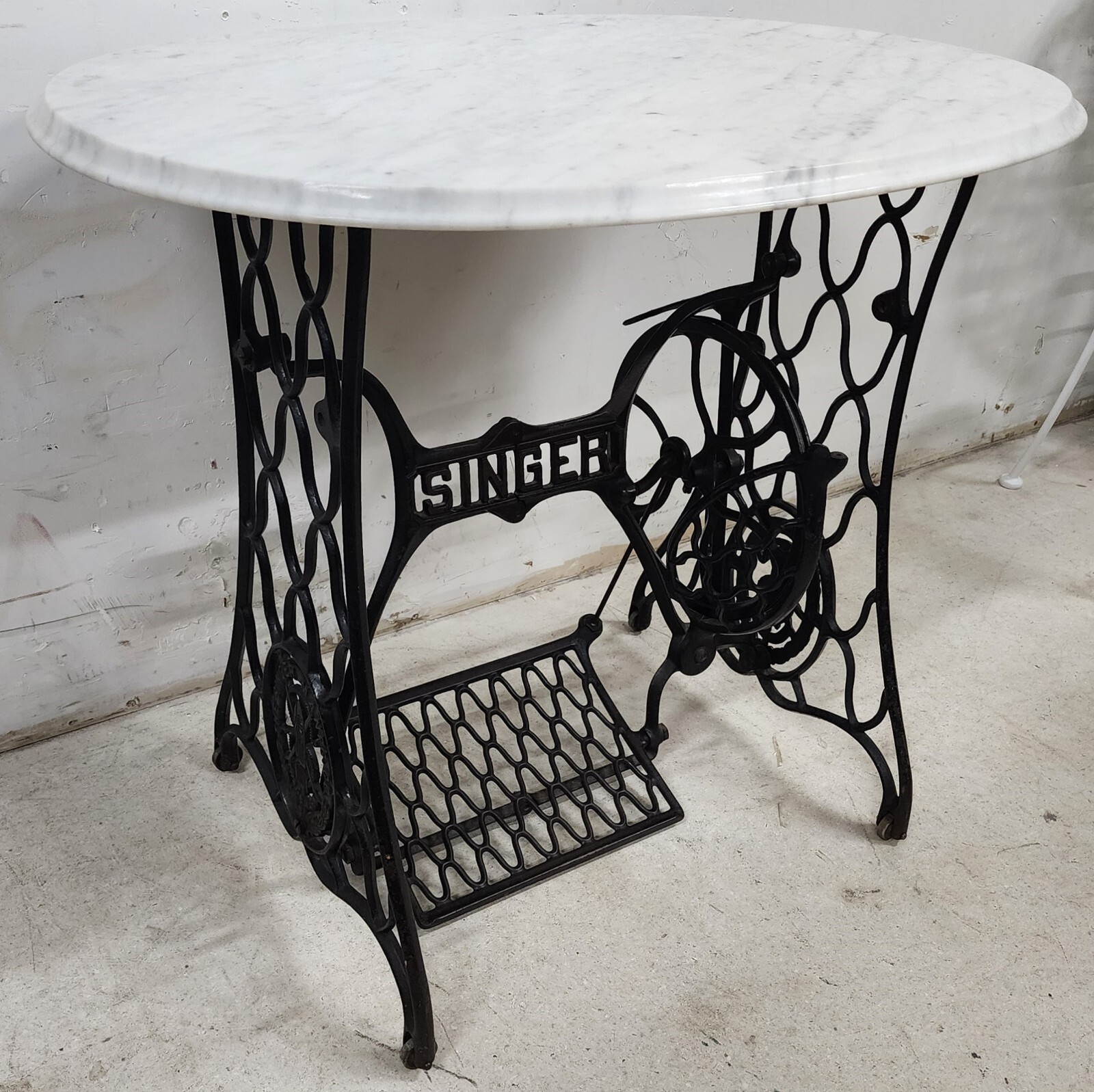 Antique Singer Iron Table Carrara Marble Top | eBay