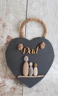Pebble Art Slate Heart/Dad fathers day gift/birthday/15cm/son/daughter ...