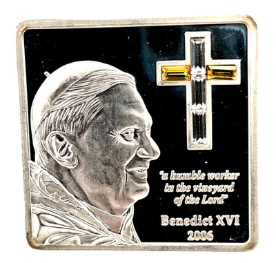 2006 Cook Islands. $5 Pope Benedict XVI. Proof Silver With Swarovski ...