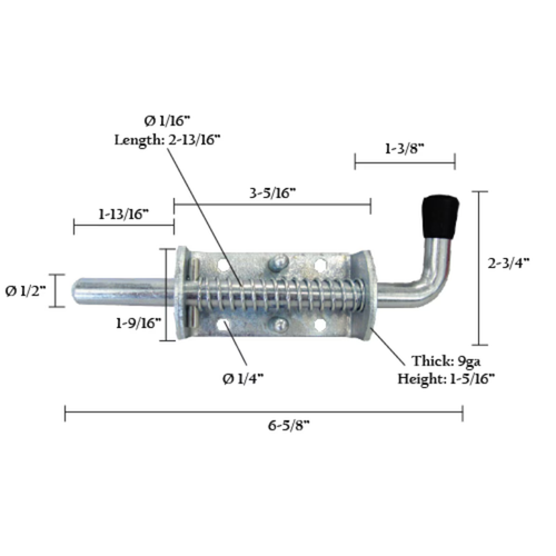 7" Sliding Spring Latch Loaded Barrel Trailer Gate Pin 7/16 Pin Zinc ...