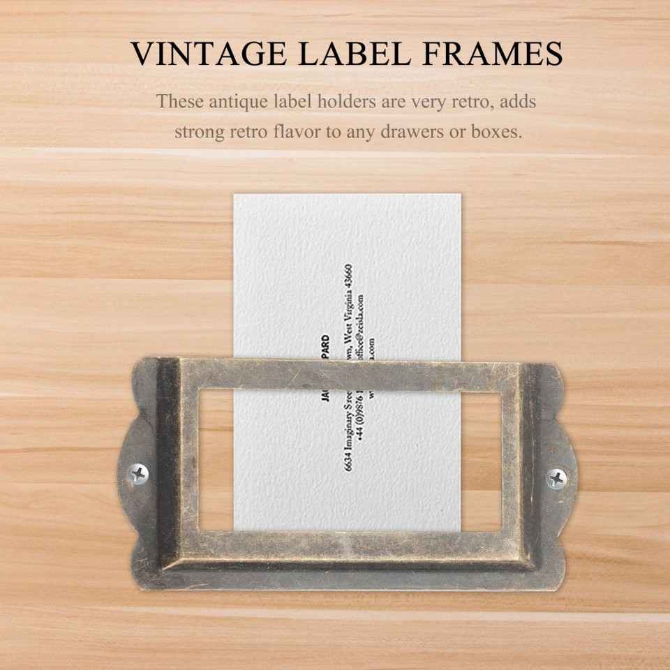 72 pcs Metal Label Holder Frames Antique Drawer Cabinet Label Frames ...