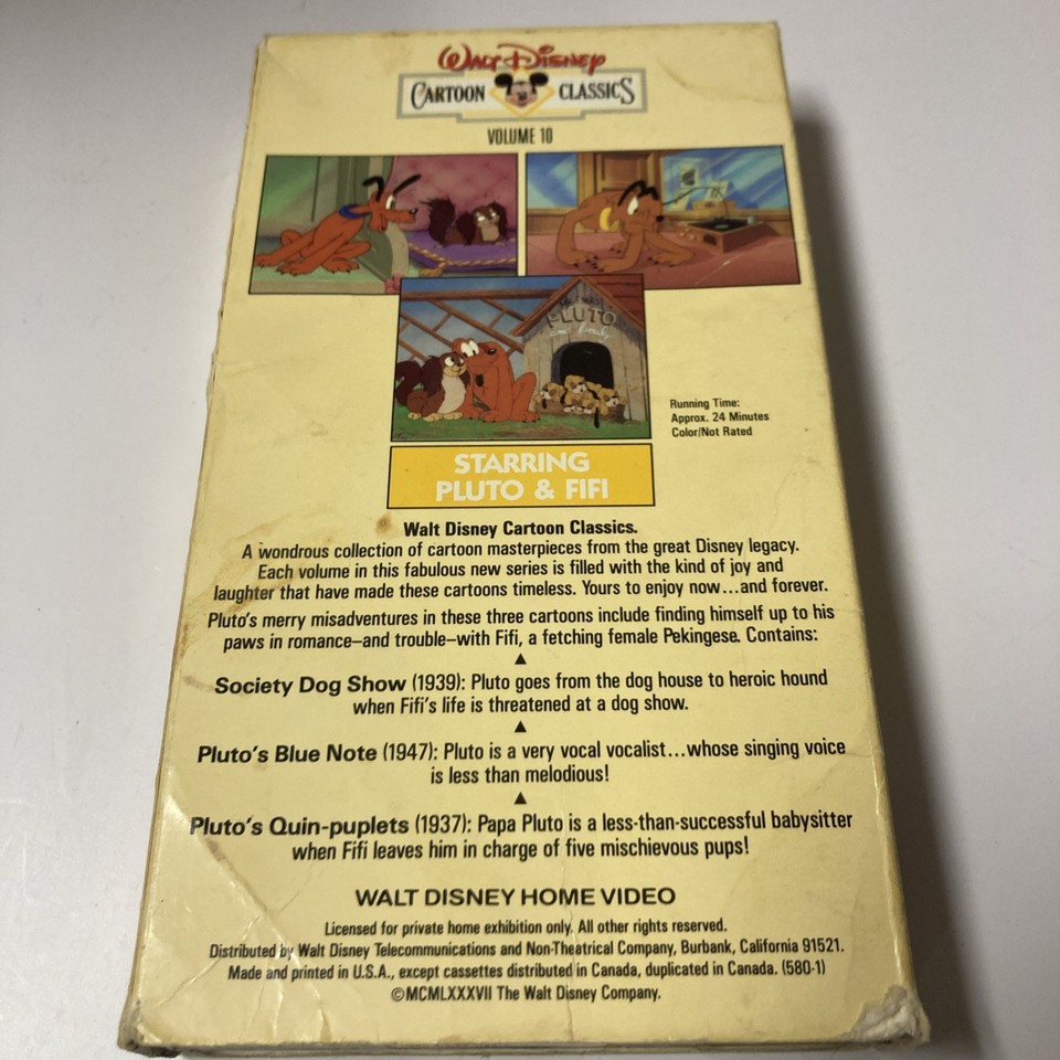 Walt Disney Cartoon Classics - V. 10 - Starring Pluto Fifi (VHS, 1991 ...