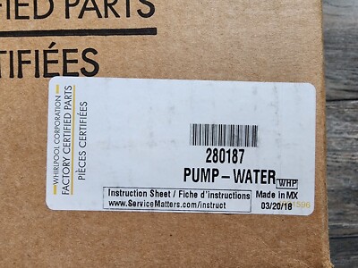 280187 Genuine Whirlpool Washer Drain Pump OEM New, Old Stock | eBay