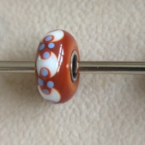 Authentic Trollbeads Brown Flower Design Unique Ooak Bead New ...