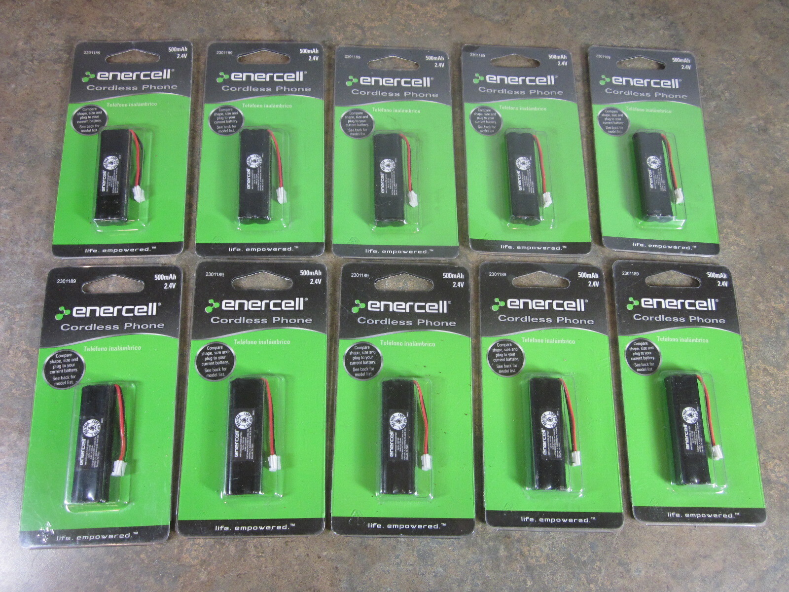 Lot of 10 ENERCELL Cordless Phone Batteries 2301189 500mAh 2.4V VTech ...