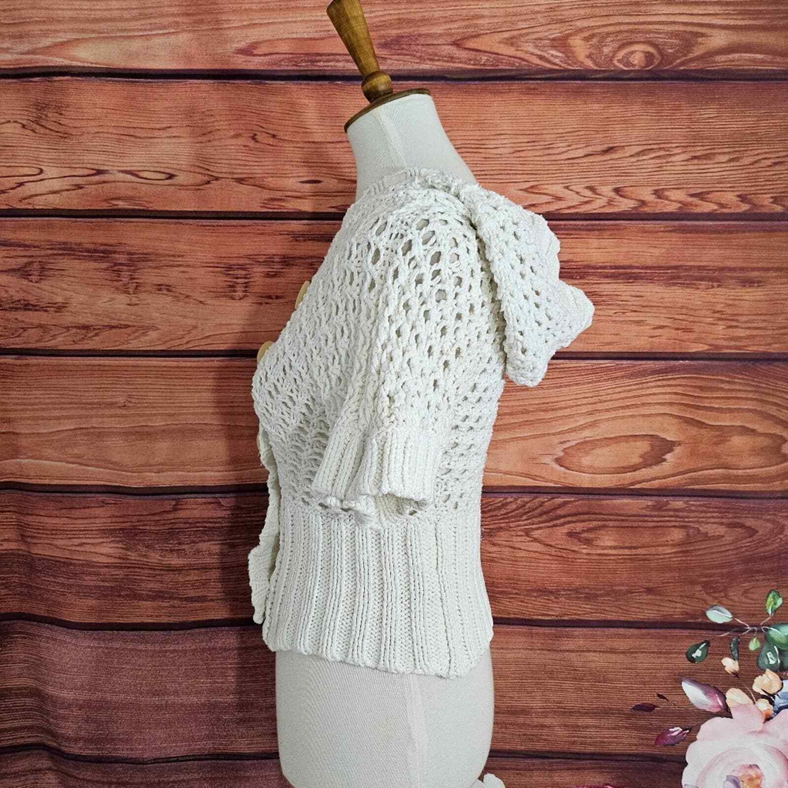 Free People Ivory Crochet Hooded Cardigan Size XS - Gem