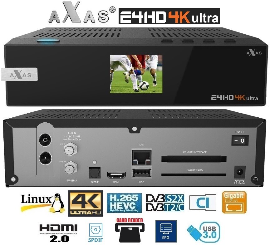 Decoder Enigma 2 Axas E4HD 4K Ultra HD Combo DVB-S2X+DVB-T2/C/HEVC ...