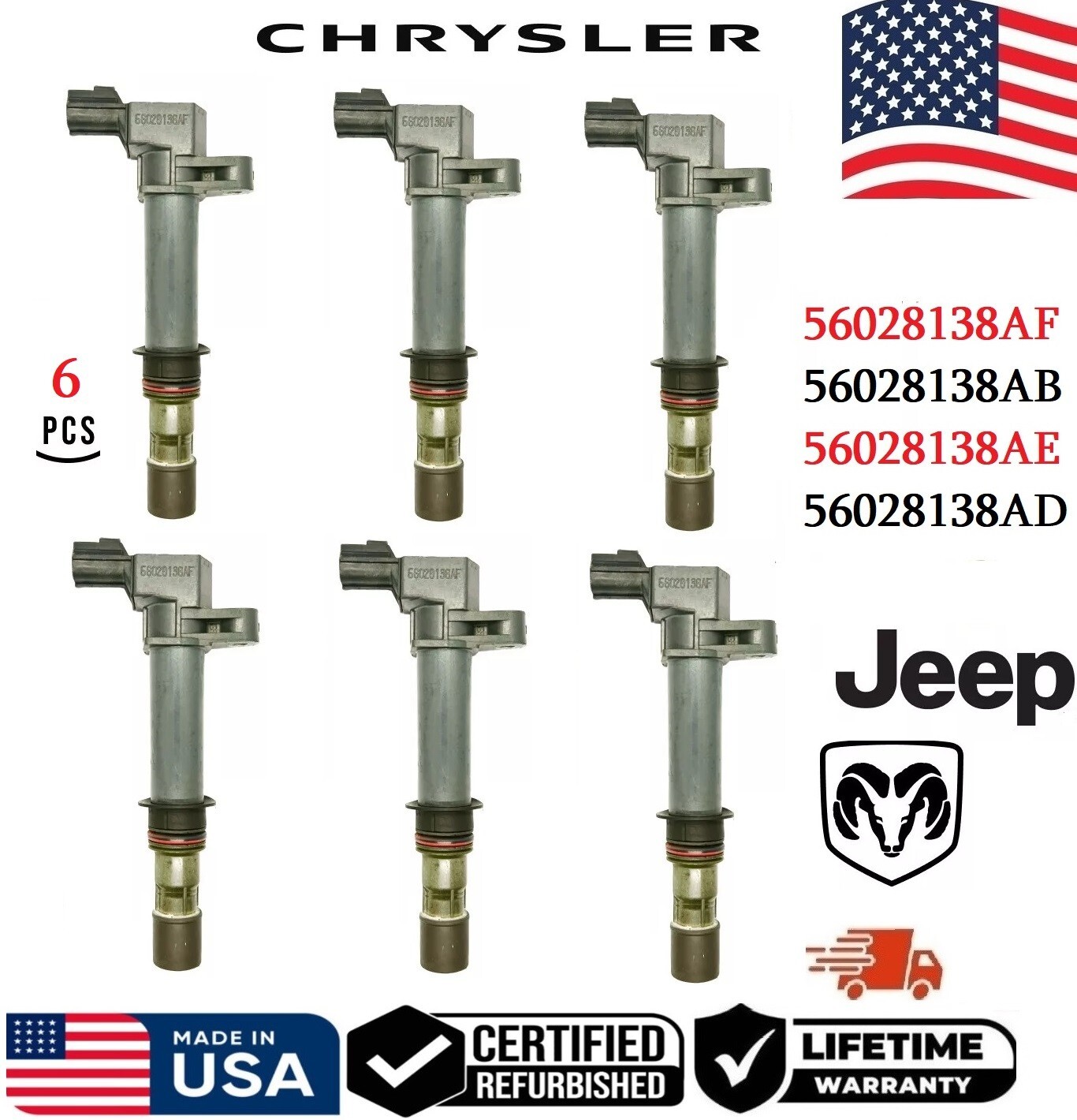 Genuine MOPAR 6x Ignition Coils For 01-08 DODGE Dakota Durango Ram 1500 ...