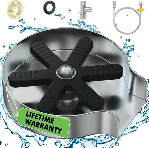 CleanZest Stainless Steel Glass Rinser for Kitchen Sink | 360° Rotary ...