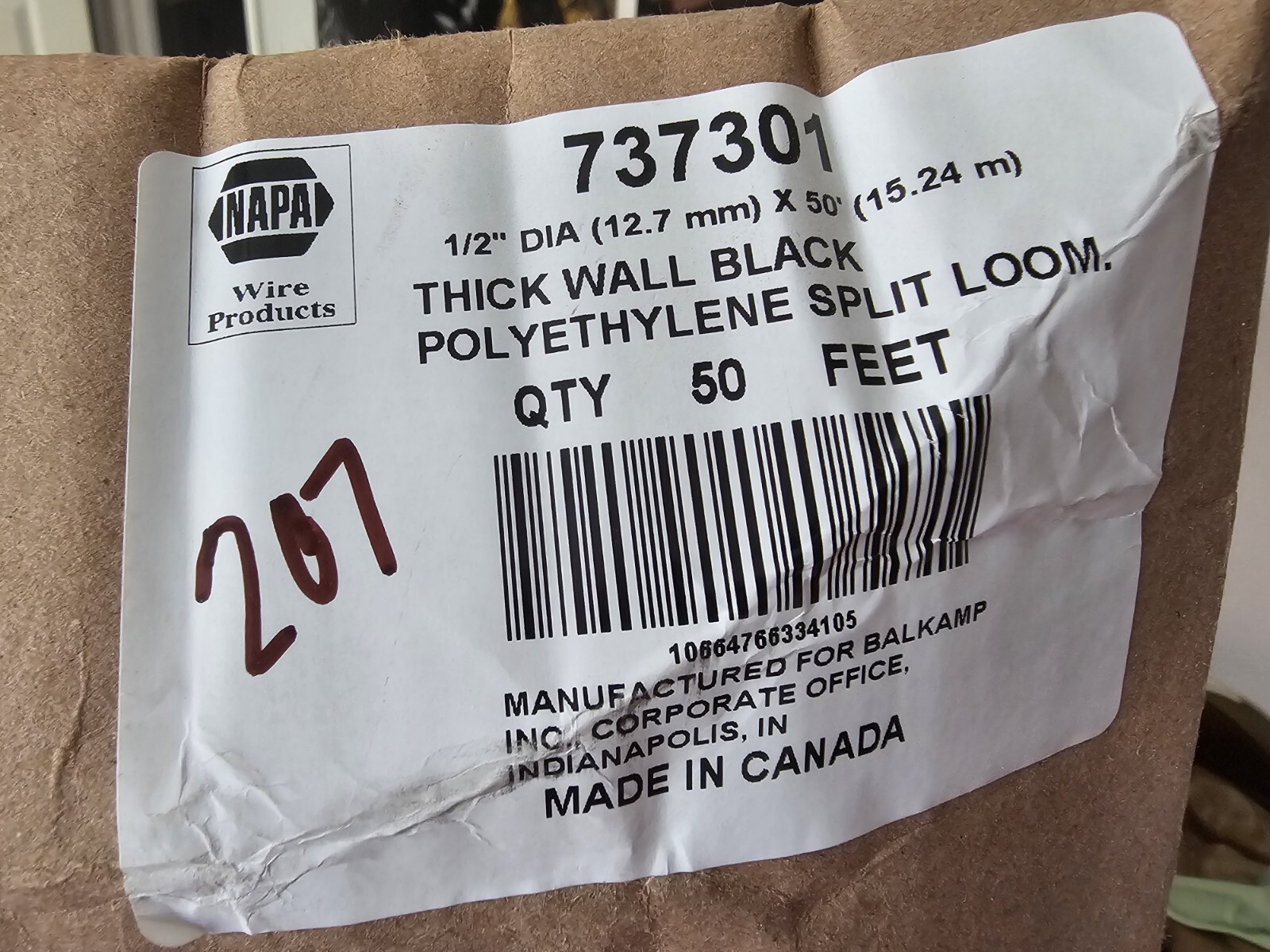 Napa Black Split- Poly Loom 12.7 mm (1/2") x 15.24m (31') 737301 - A207 ...