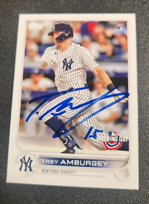 Trey Amburgey Autograph Signed 2022 Topps Opening Day New York Yankees ...