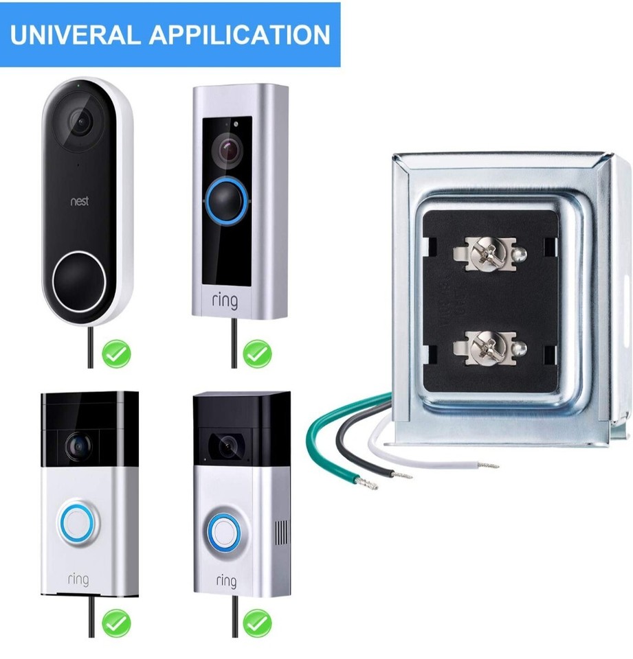Doorbell Transformer Compatible with Ring Video Pro 16v 30va Hardwired ...