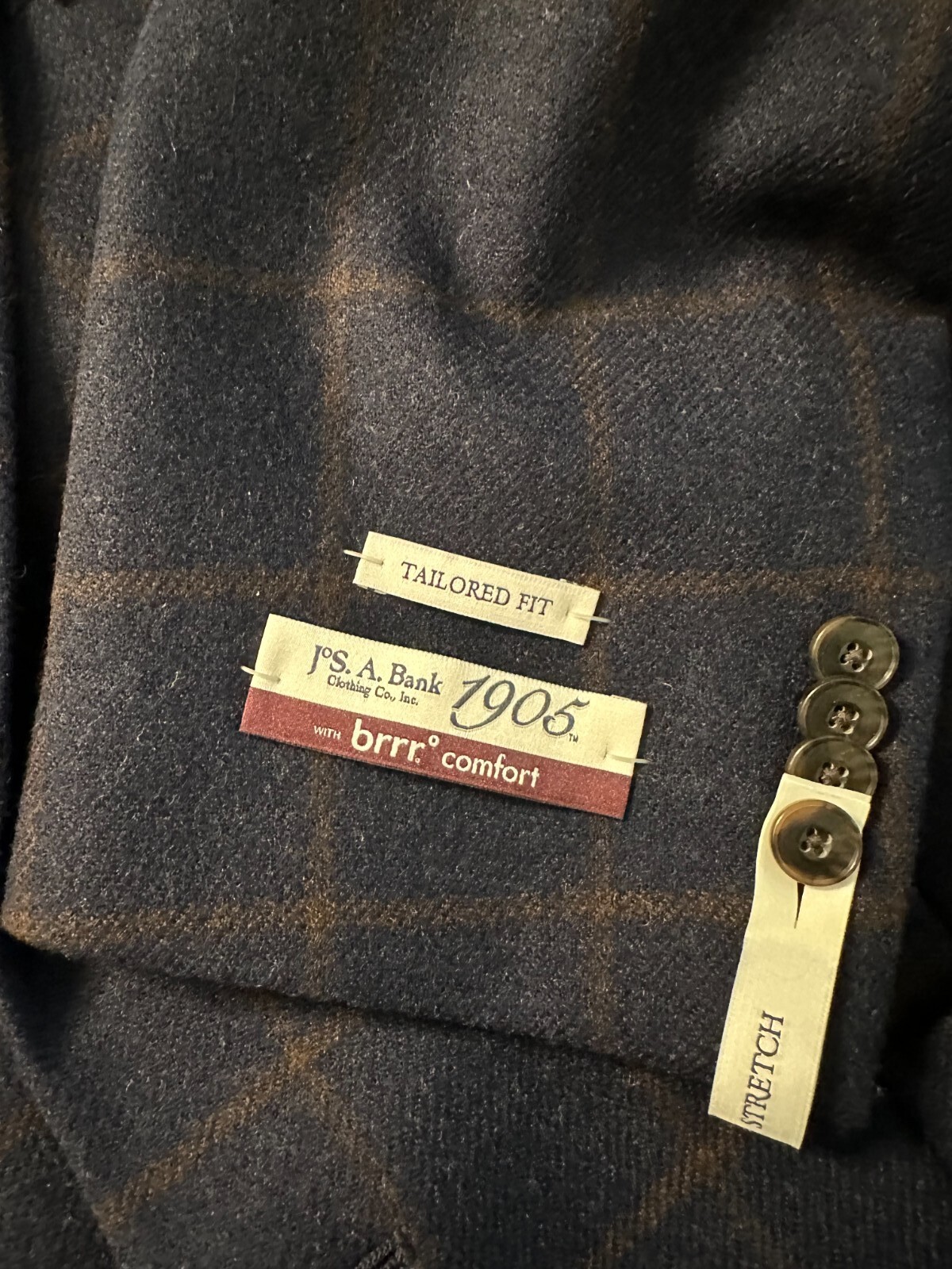 Jos A. Bank Blue Plaid Check Wool Tailored Fit Blazer Sport Coat Jacket ...