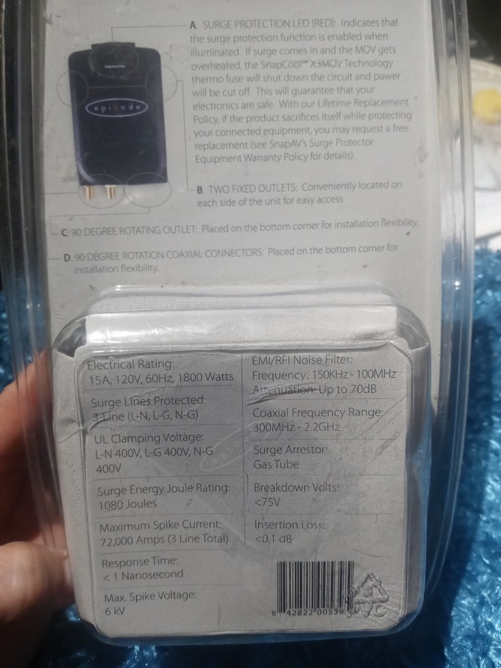 NEW Surge Protector Episode EP-200-3RWT 3 Outlet Rotating Wall Coaxial ...