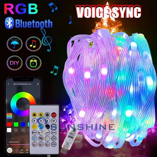 32Ft 100LED Light for Bedroom Music Sync Color Changing RGB LED Strip ...