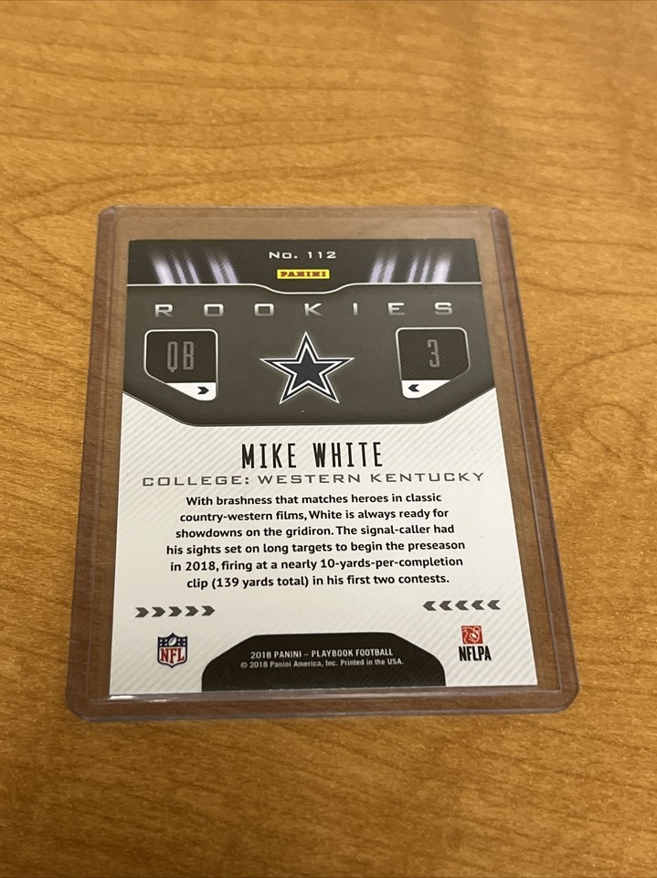 2018 Panini Playbook Mike White Rookie Card #112 Jets RC | eBay