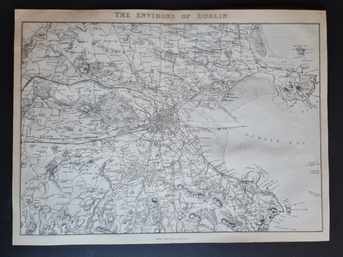 Antique 1850 map - Environs of Dublin - Ireland - Charles Knight | eBay UK