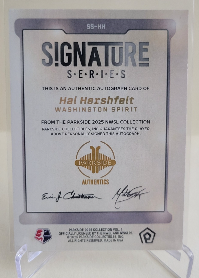 2025 PARKSIDE NWSL VOL 1 HAL HERSHFELT AUTO SIGNATURE SERIES WASHINGTON ...