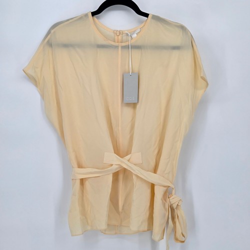 COS NEW Women's 12 Large 100% Silk Wrap Tie Top Blouse Light Yellow | eBay