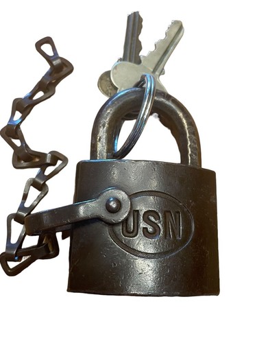 Vintage Corbin Cabinet Co. USN UNITED STATES NAVY Padlock With Chain ...