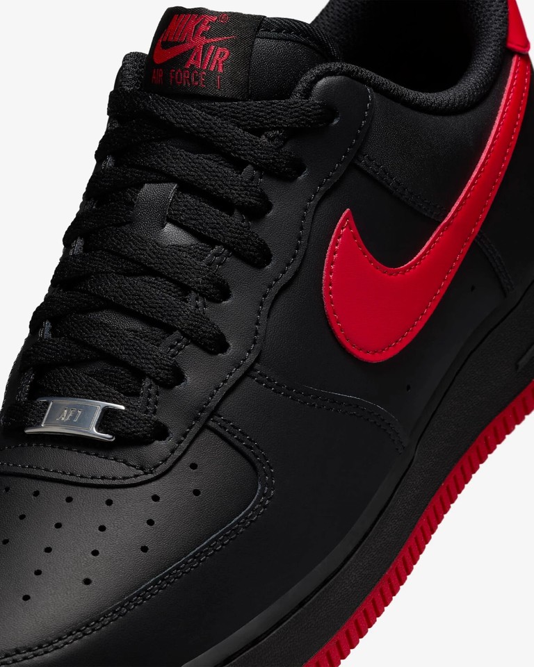 Nike Air Force 1 '07 FJ4146-002 Black/Black/University Red Men Shoes | eBay