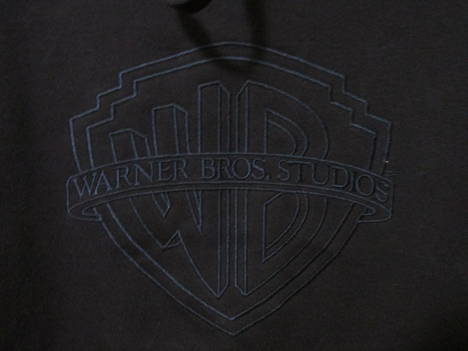 Adult Warner Brothers Studios WB Shield Embroidered Logo Hoodie Navy ...