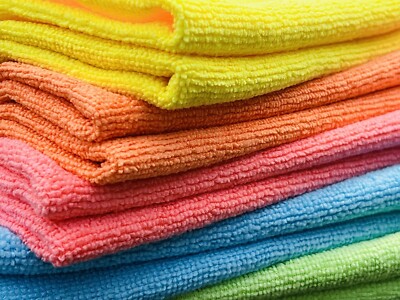 Microfibre cloths pack of 10 - Large 40cm x 40cm - 260gsm - 5 colours ...