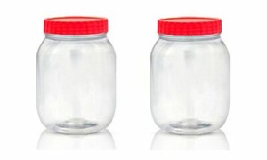 4 x Clear Plastic Screw Top Storage Containers with Red Lids 750ml | eBay