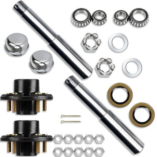 2 Sets WHEEL 2,000 lbs Trailer Axle Spindle w/ 5-4.5" Bolt Circle Hub ...