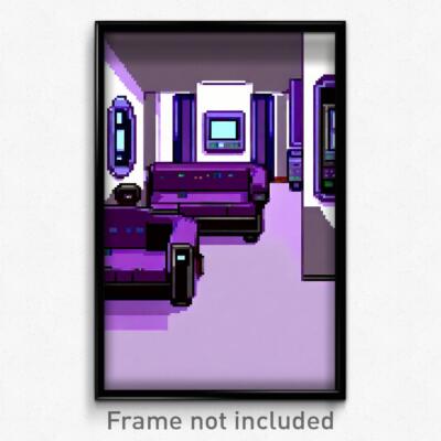 Pixel Art Poster - Violet Entertainment Room (8 Bit Video Game Print ...