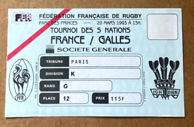 Rugby ticket France 26 v 10 Wales Pays Galles Tournoi V Nations ...