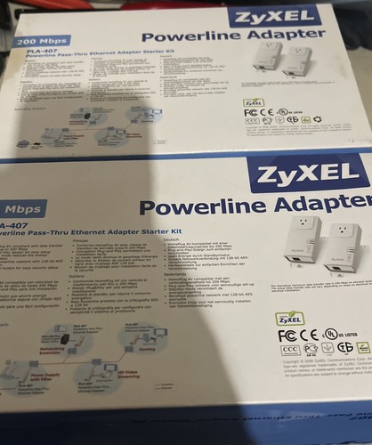 ZyXEL Powerline Adapter 200 Mbps PLA-407 Pass-Thru Ethernet Adapter Kit ...