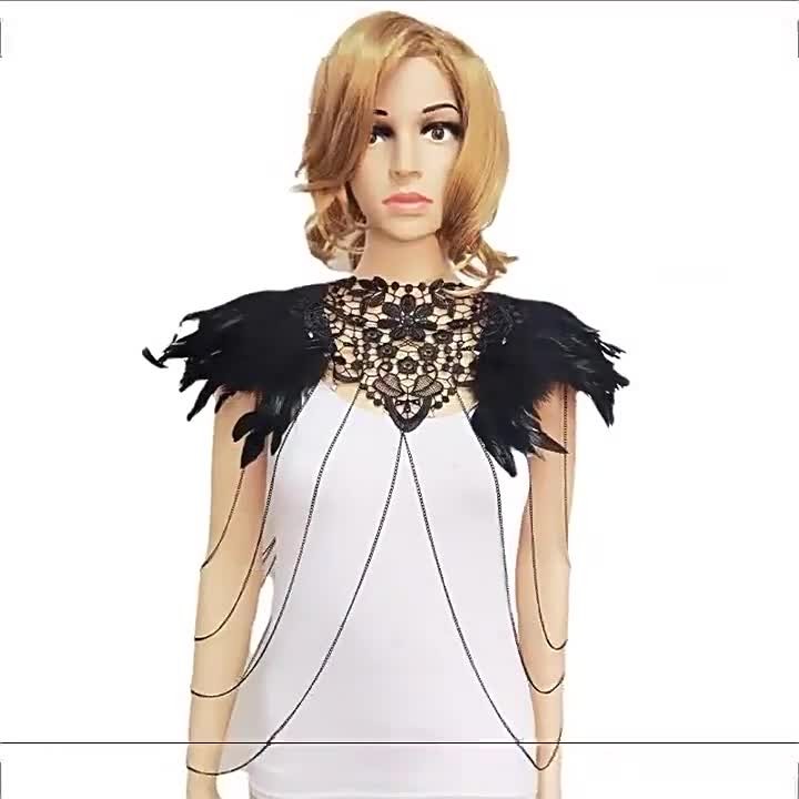 Feather Epaulette Body Chain Halloween Costume Feather Epaulet Shoulder ...