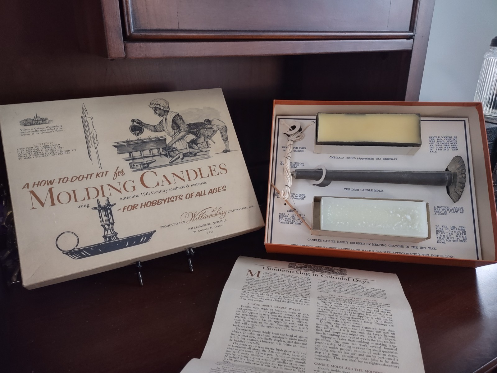 Vintage 1967 Colonial Williamsburg Candle Making Kit Tin Mold Beeswax ...