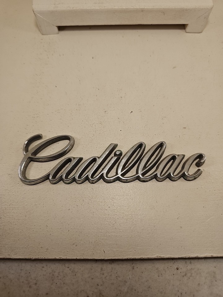 Used Lot Of 2 Cadillac OEM Chrome Plastic Script Emblem Badge Logo ...