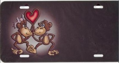 Monkeys Kissing Airbrush License Plate Free Names on this Air Brush | eBay