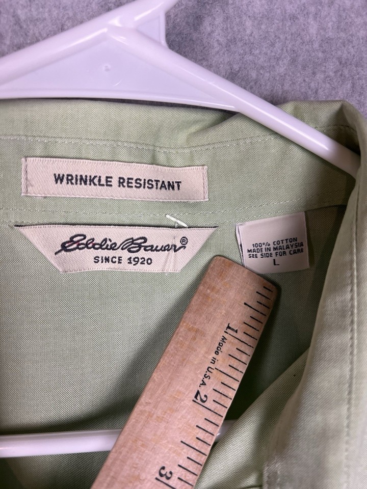 Eddie Bauer Wrinkle Resistant Men’s Size Large Light Green Button Down ...
