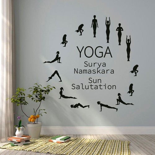 Yoga Surya Namaskara Sun Salutation Wall Stickers Yoga Studio Decals ...