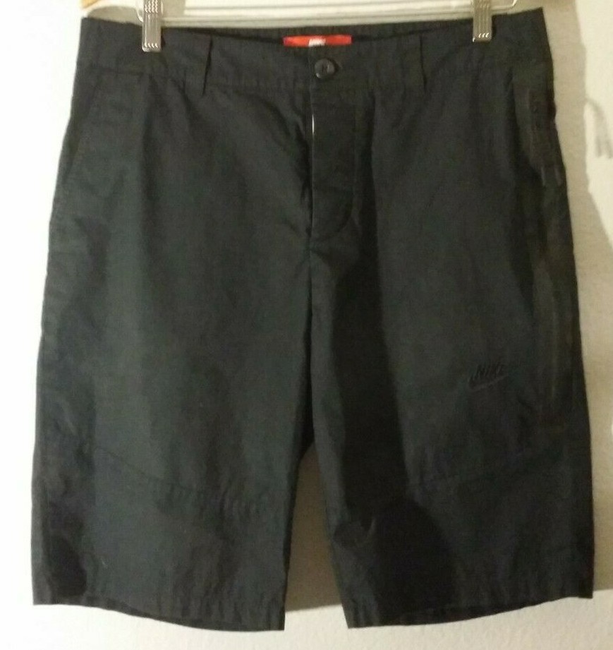 Men's Nike Solid Black Side Pocket Flat Front Casual … - Gem