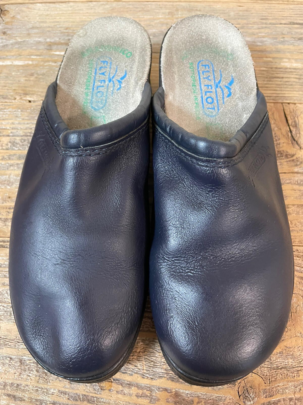 FLY FLOT MADE IN ITALY LIGHTWEIGHT LEATHER CLOGS 39 U… - Gem