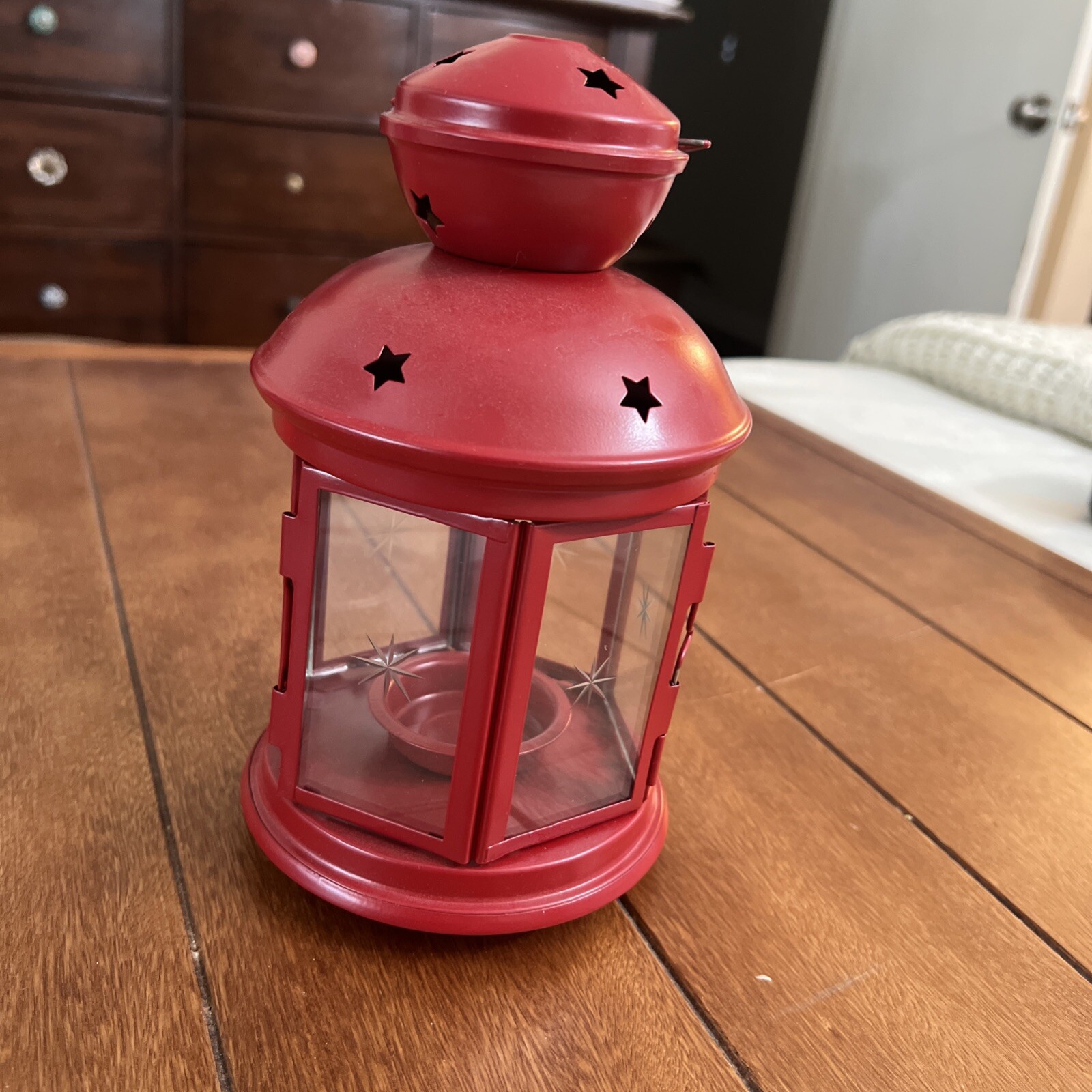 IKEA Rotera Tea Light Candle Holder Lantern Metal Glass Hanging Red | eBay