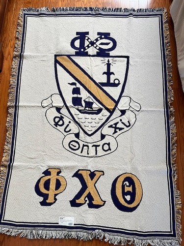 vintage Phi Chi Theta Sorority greek shield crest stadium Throw BLANKET ...