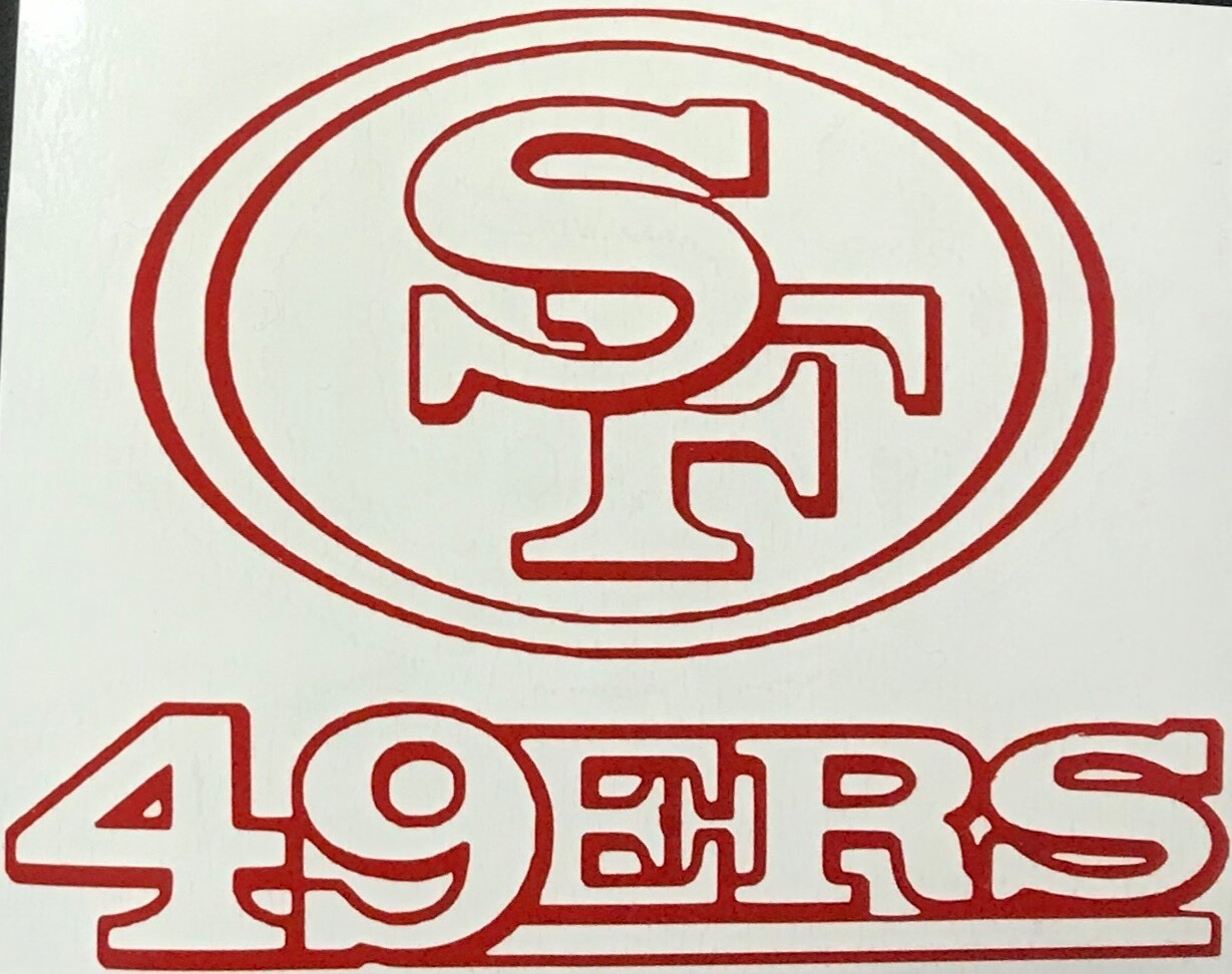 NFL SAN FRANCISCO 49ERS Red car decal 4 1/4 in x 5 1/2 in die cut ...