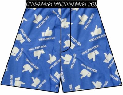 Adult Men's Blue FunBoxer Thumbs Up Boxer Shorts Funny Cotton Briefs ...