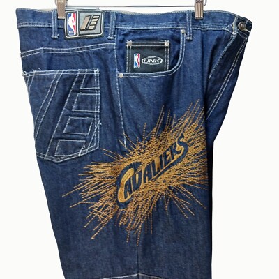 UNK BLUE DENIM NBA CLEVELAND CAVLIERS EMBROIDERED STREETWEAR JEANS ...