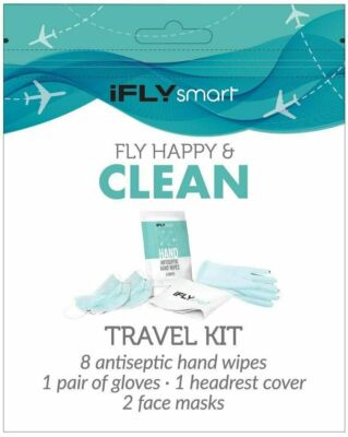 iFLY smart Fly Happy & Clean Travel Kit - Wipes + Gloves + headrest ...