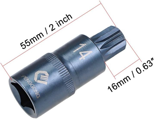 1/2" Drive X M14 (14Mm) Triple Square Spline Bit Socket, S2 Steel Bits ...