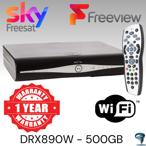 Sky + HD Box 500GB WiFi (Remote Control & Cables) Slimline Plus DRX890W ...