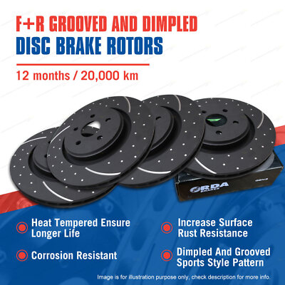 Front + Rear Slotted Disc Brake Rotors for Mitsubishi Delica 4WD Van 95 ...