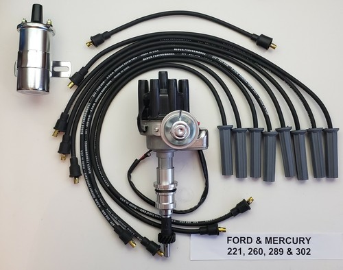 FORD 289 302 SMALL FEMALE CAP HEI DISTRIBUTOR + 8.5mm PLUG WIRES+CHROME ...